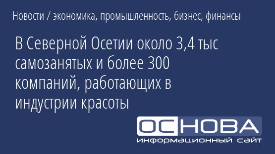 В Северной Осетии около 3,4 тыс самозанятых и более 300 компаний, работающих в индустрии красоты